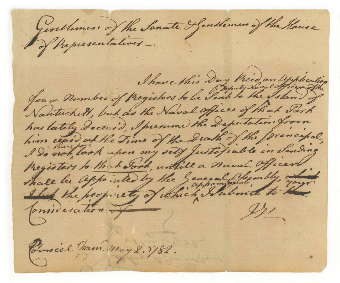 John Hancock - Iconic Declaration Signer - Hand-written 1782 Document ...