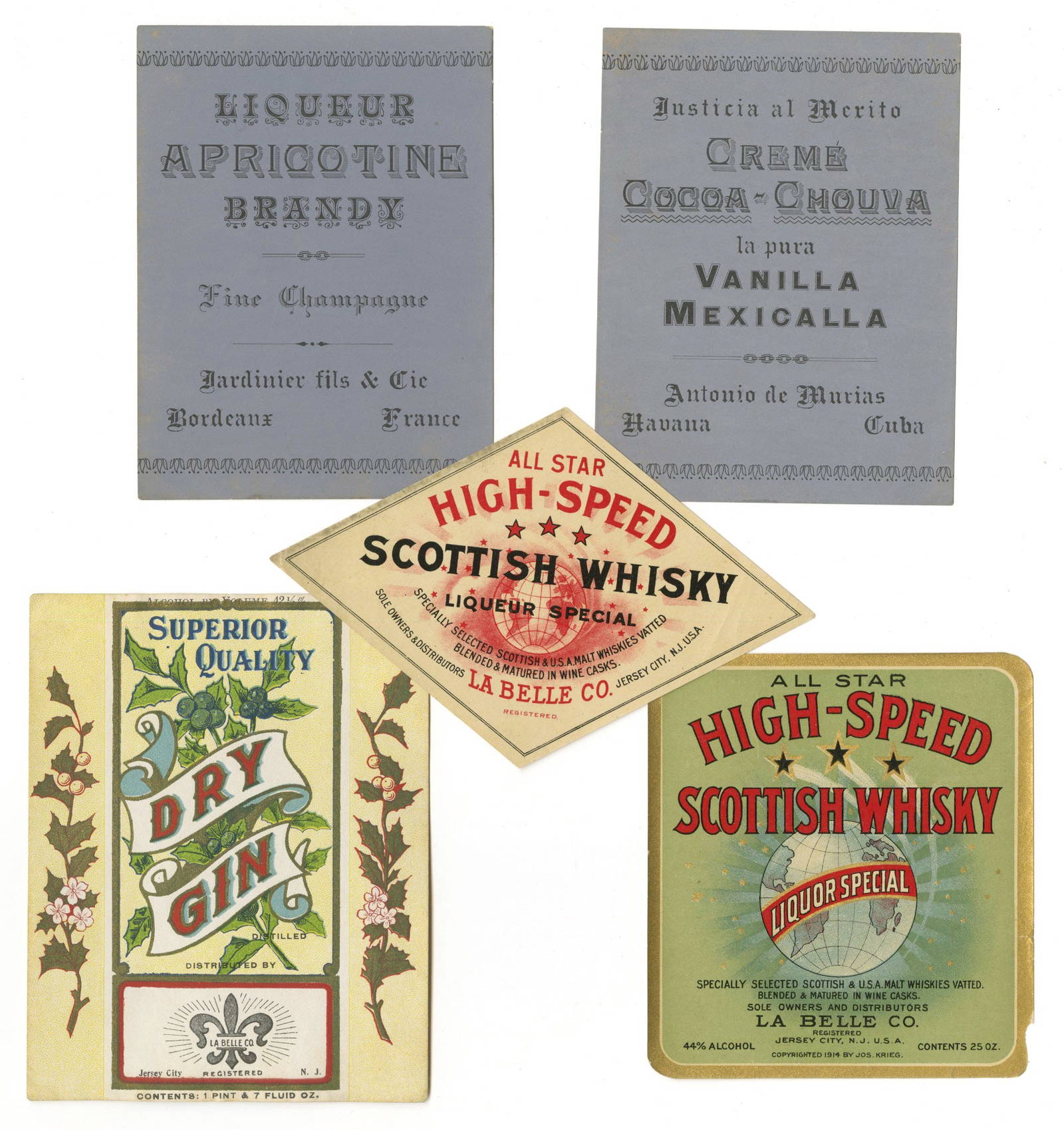 1920s Era Bootleg Alcohol Labels Confiscated In The 1920s From A ...