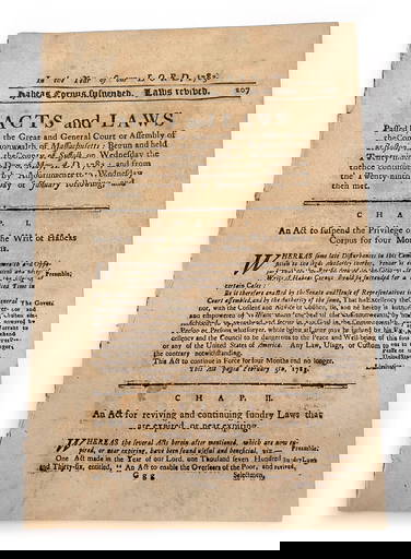 1783 Massachusetts 'acts And Laws' 39 Page Printing By Benjamin Edes ...