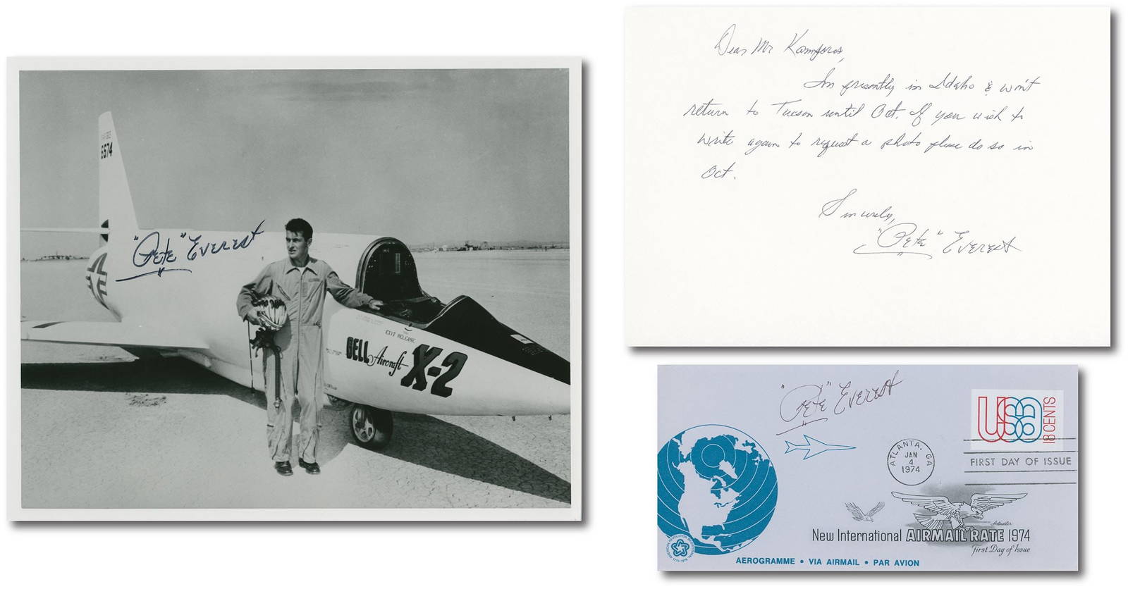 Frank Kendall Everest Jr. - U.s. Air Force Test Pilot - Autograph ...