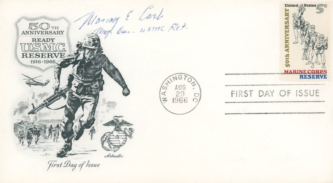 Marion Eugene Carl - World War Ii Fighting Ace - Autographed First Day ...