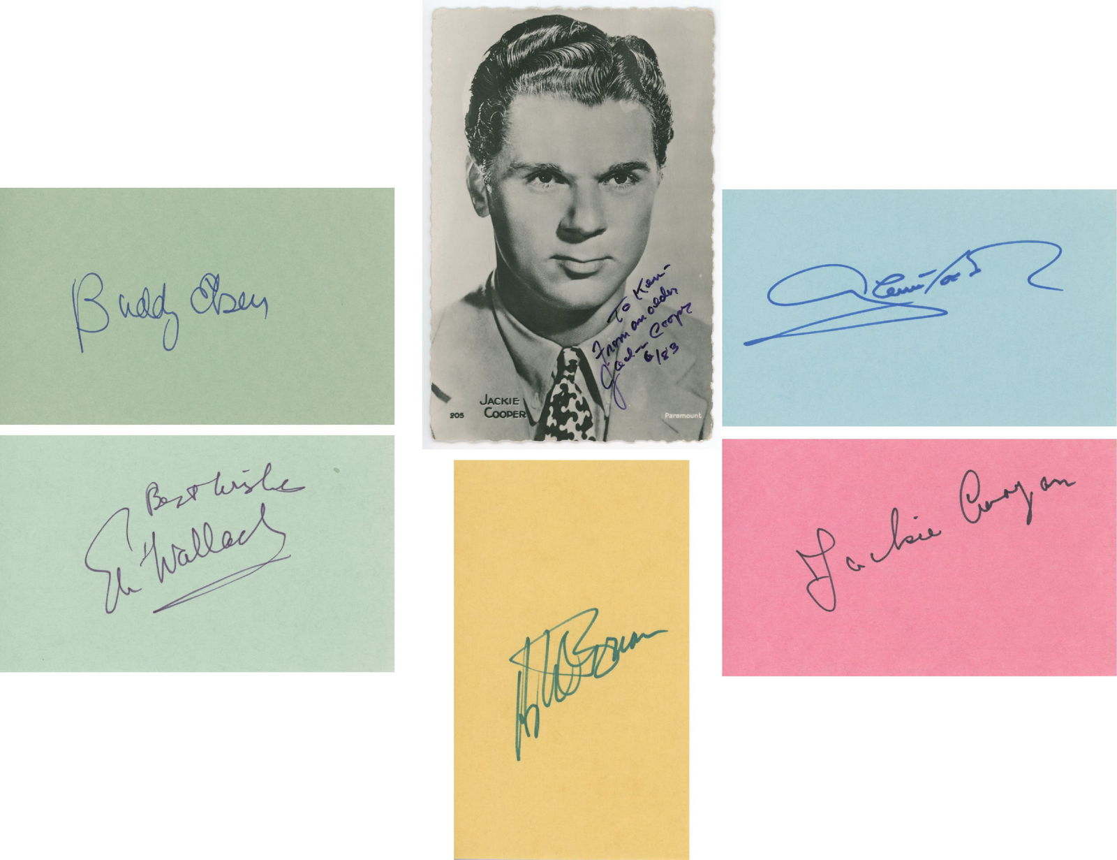 Classic Actors Autograph Group Of 6: Hugh O'brian, Glenn Ford, Ebsen ...