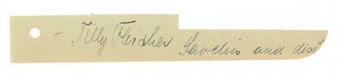 Tilly Fleischer Olympic Champion Javelin Thrower Clipped Autograph