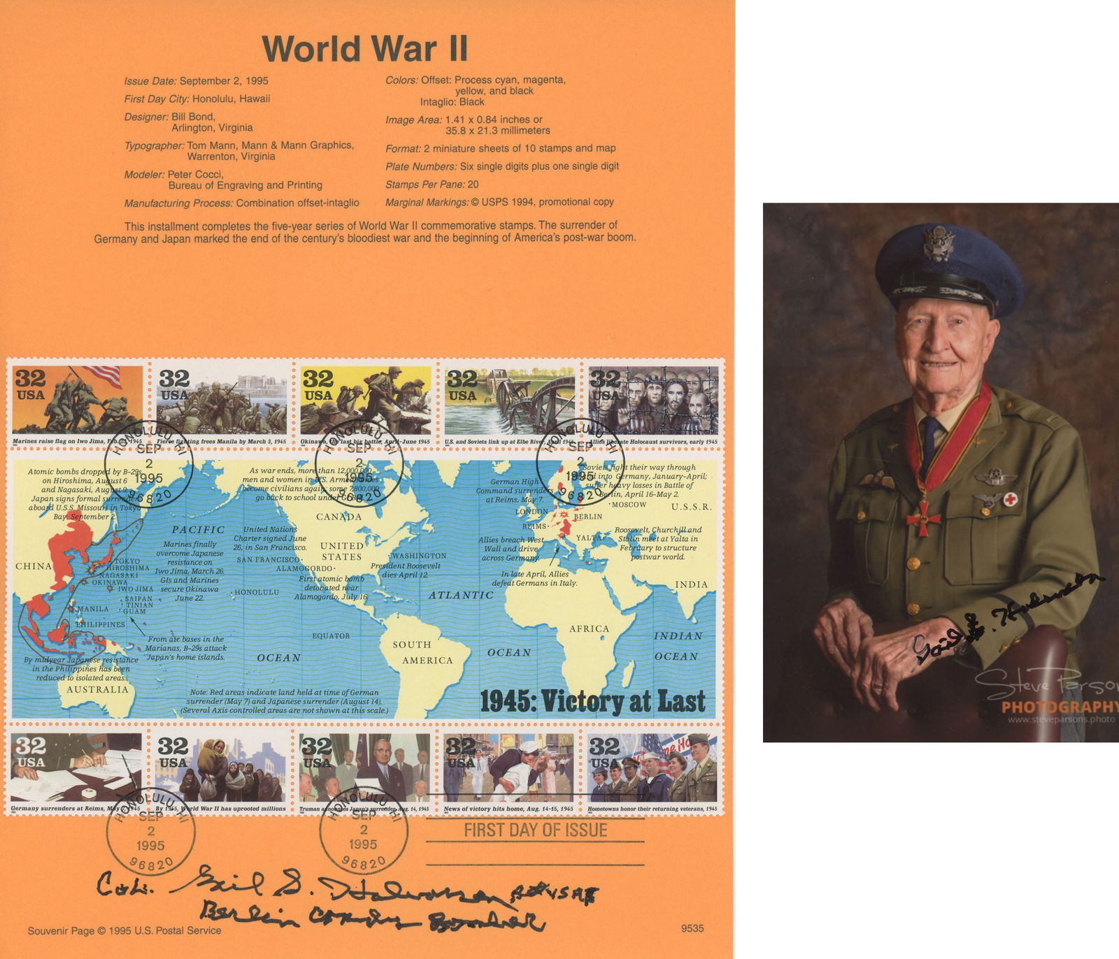 Gail Halvorsen - Berlin Airlift "candy" Bomber - Autographed Stamp ...