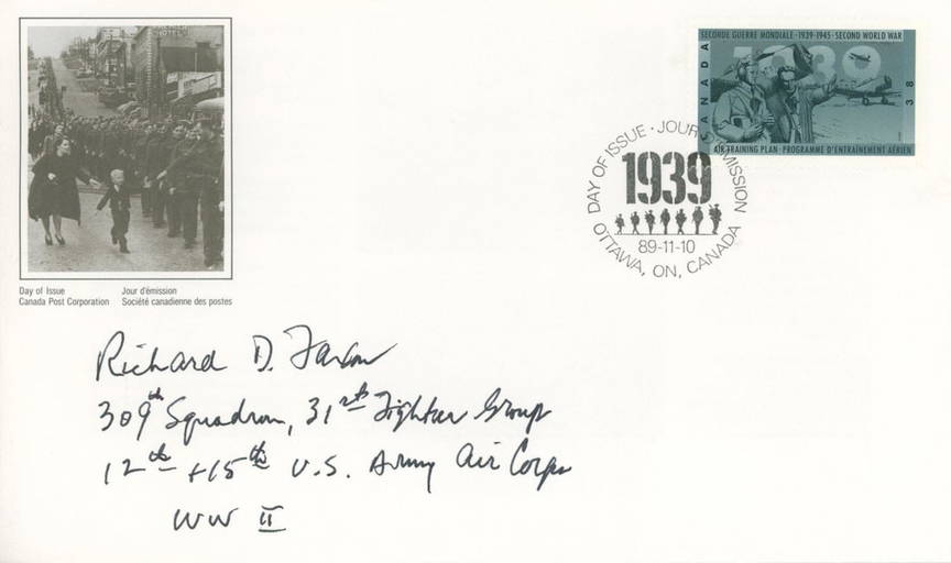 Richard Faxon Wwii U.s. Army Air Forces Ace Autographed Canadian Dec ...