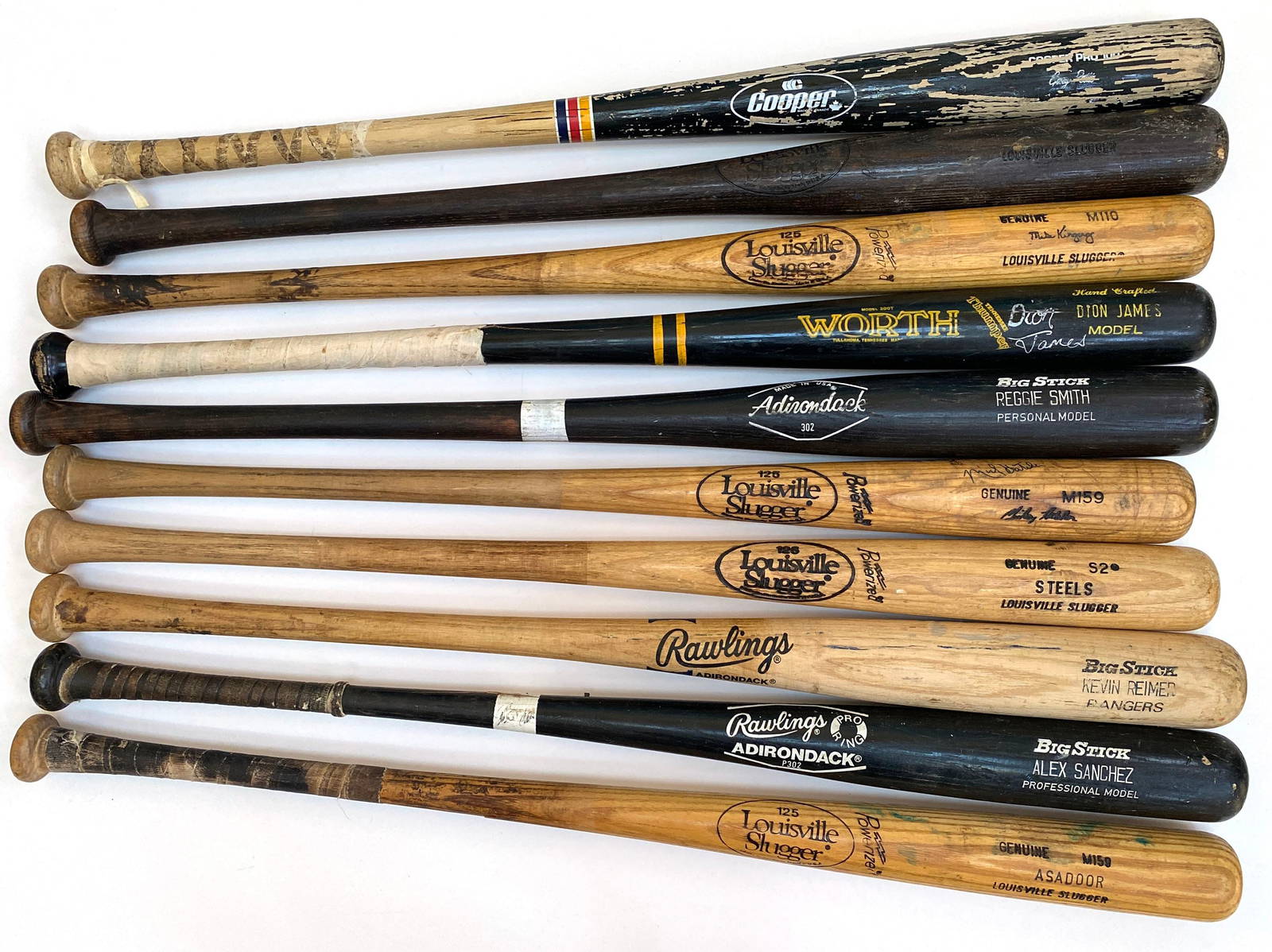Game-used Baseball Bat Collection Of 10 Inc. Reggie Smith, Alex Sanchez ...