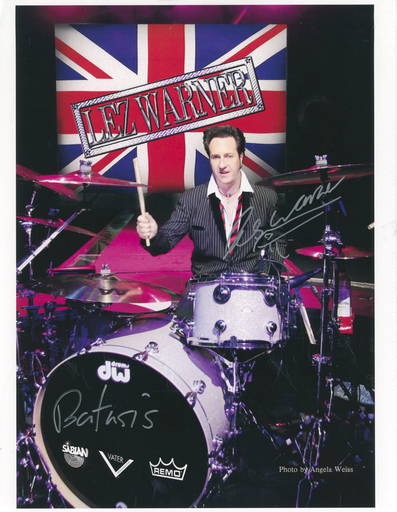 Les Warner Drummer For The Cult Autographed 8.5 X 11" Promotional Photo