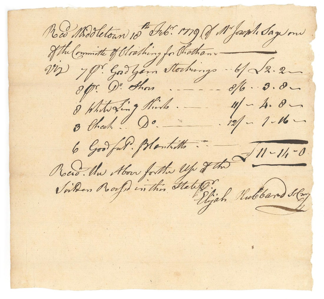 Revolutionary War: Connecticut - February 18th, 1779 Receipt For ...
