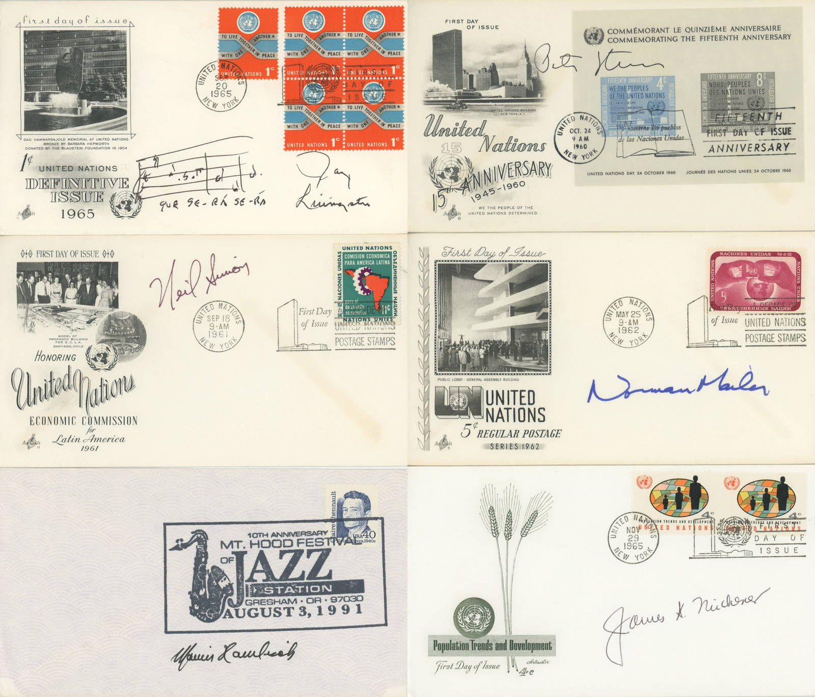 Composers, Writers & Playwrights: Collection Of 6 Autographed Covers ...
