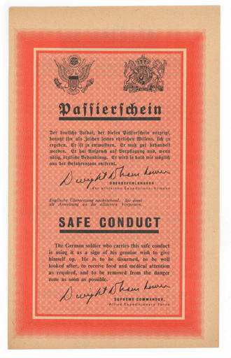 Wwii Safe Conduct Pass For German Soldier With Dwignt Eisenhower ...