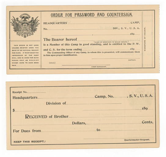 1890s Military Blank Payment Forms (2) For Post Civil War Veterans ...