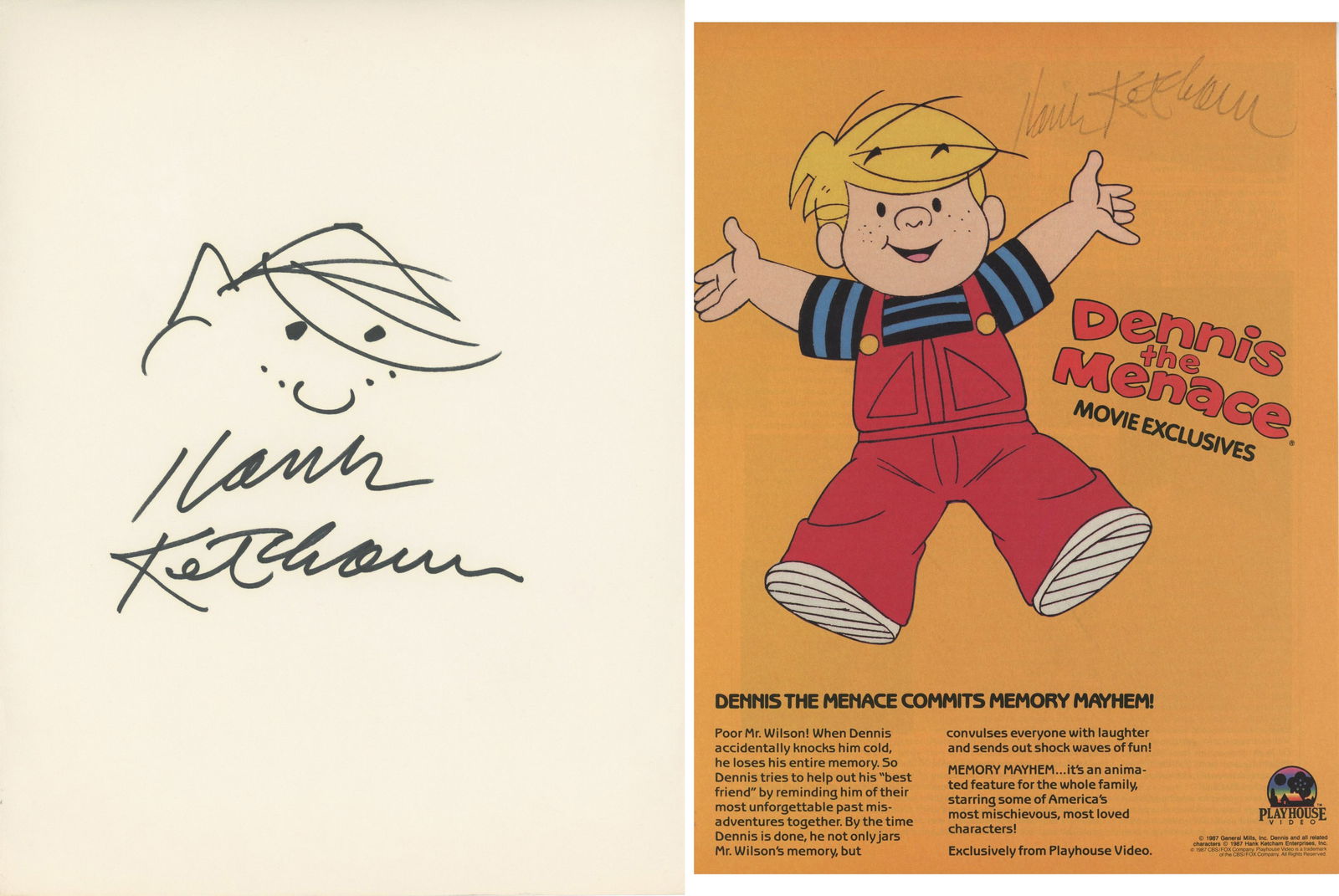 Hank Ketcham - Cartoonist - Autographed Original "dennis The Menace ...