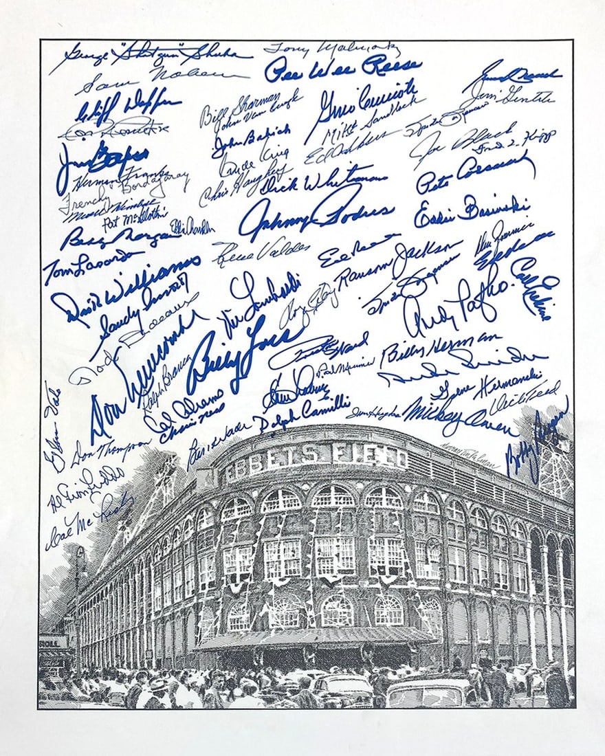 Brooklyn Dodgers Greats Autographed 16 X 20" Lithograph By 64 Including ...