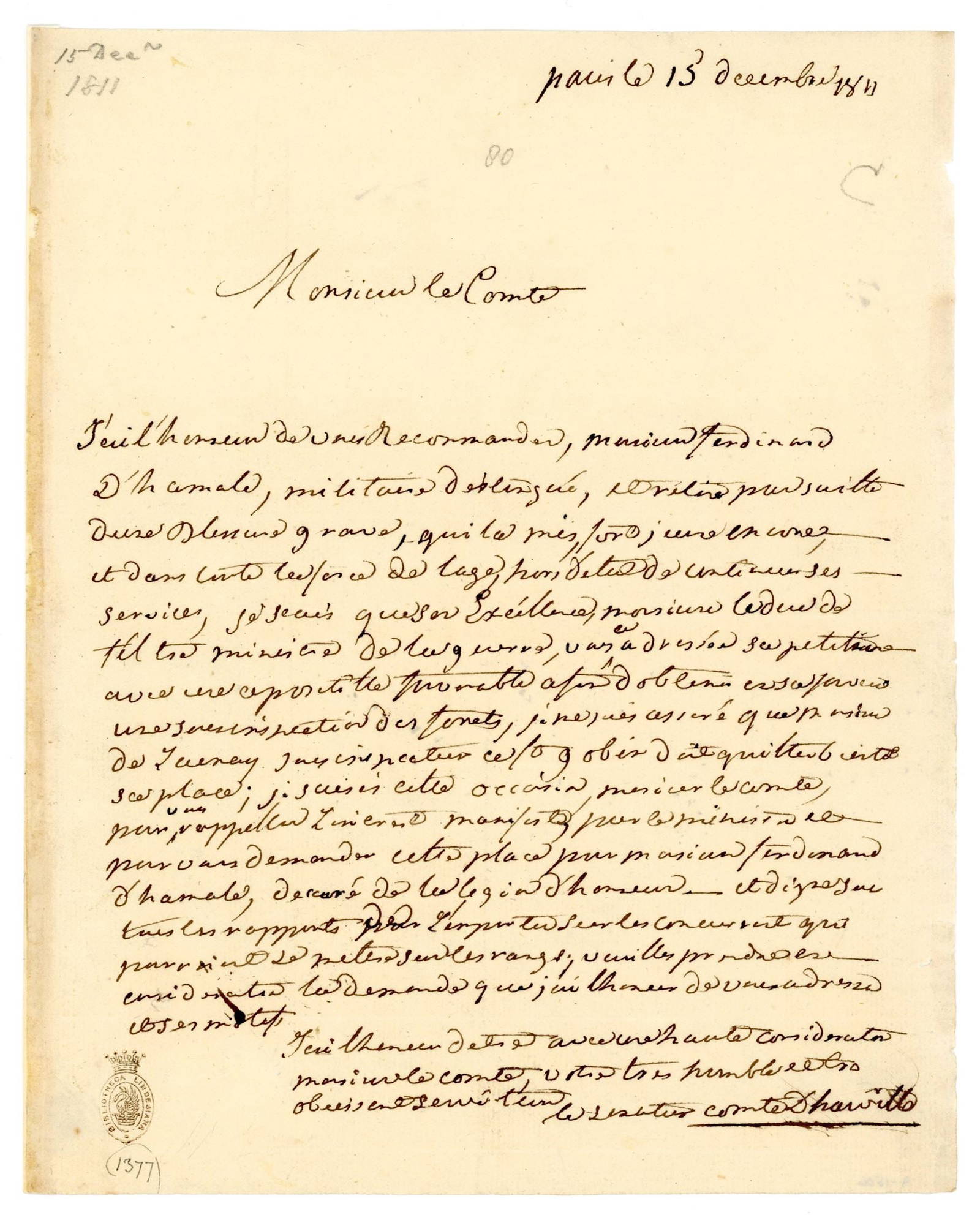 Count Of Harville - French Revolution General - Autographed Handwritten ...