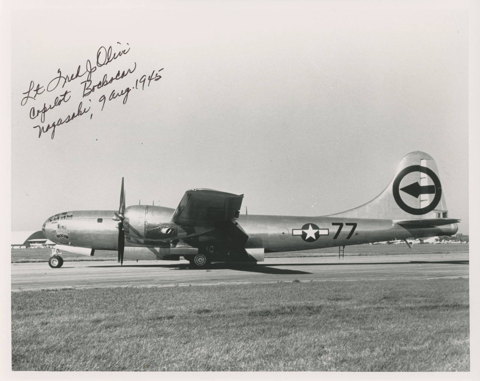 Fred J. Olivi – “bockscar” Co-pilot – Autographed 10 X 8” Photograph O ...