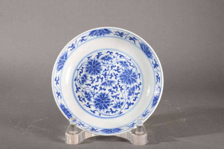 A Chinese Blue And White Porcelain Lotus Dish