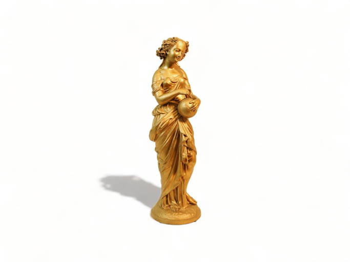 Vintage Greek Goddess Metal Statue