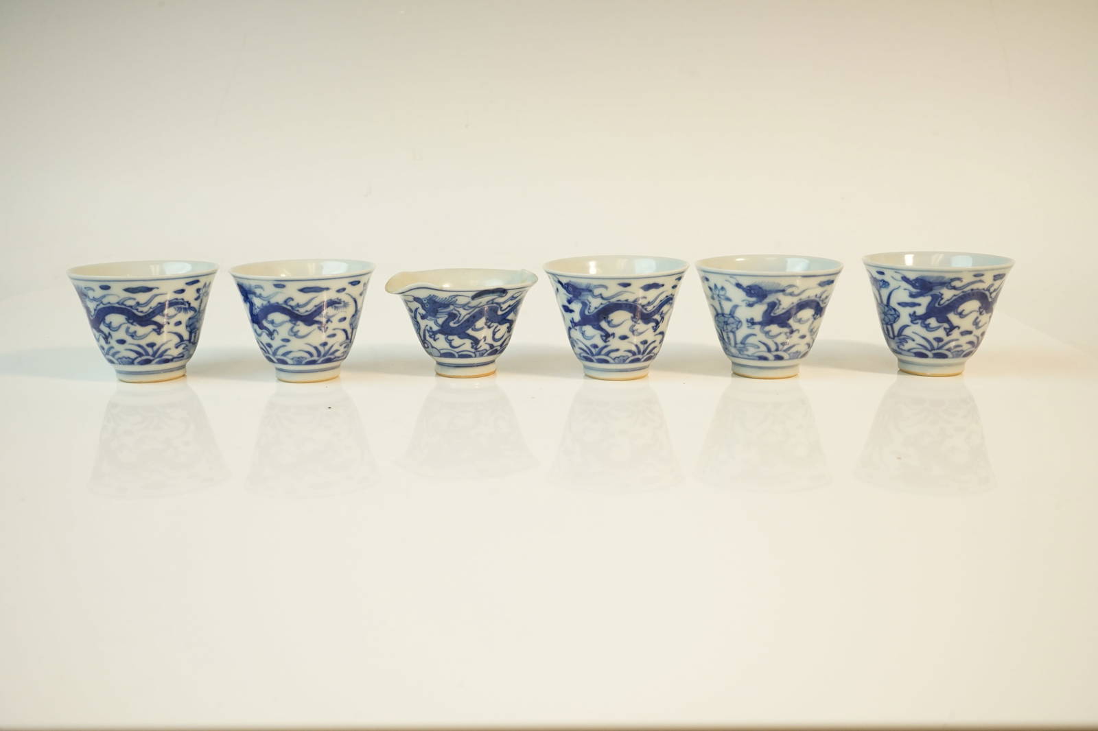 Six Chinese Blue And White Porcelain Tea Cups With Character Marks Auction