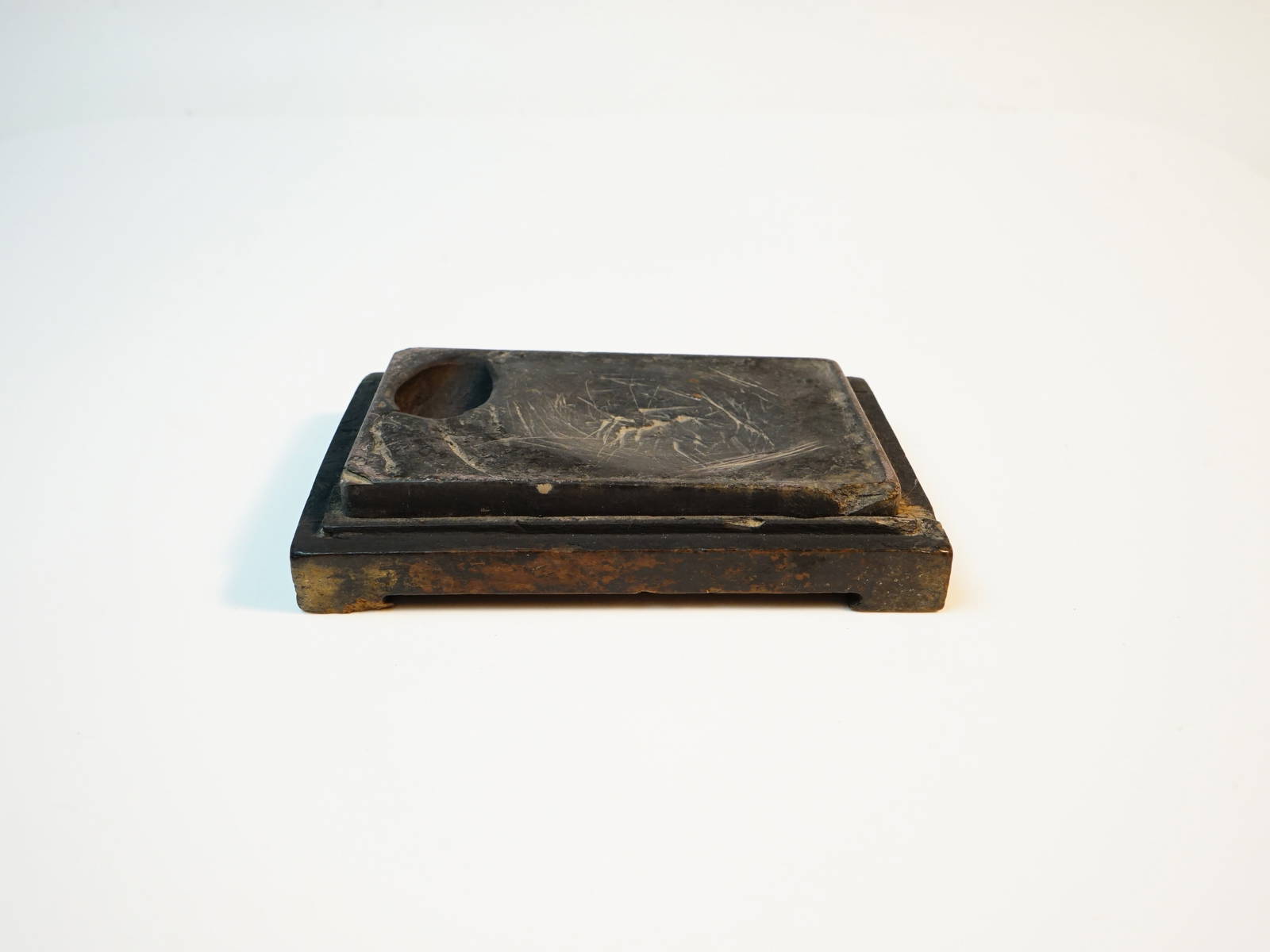 Antique Chinese Ink Stone With Wood Box Auction