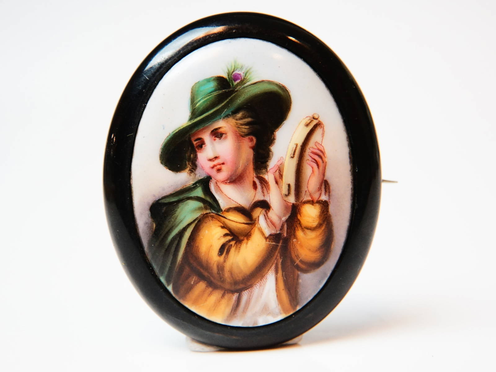 Victorian Black Whitby Jet Hand Painted Porcelain Portrait Of Boy ...