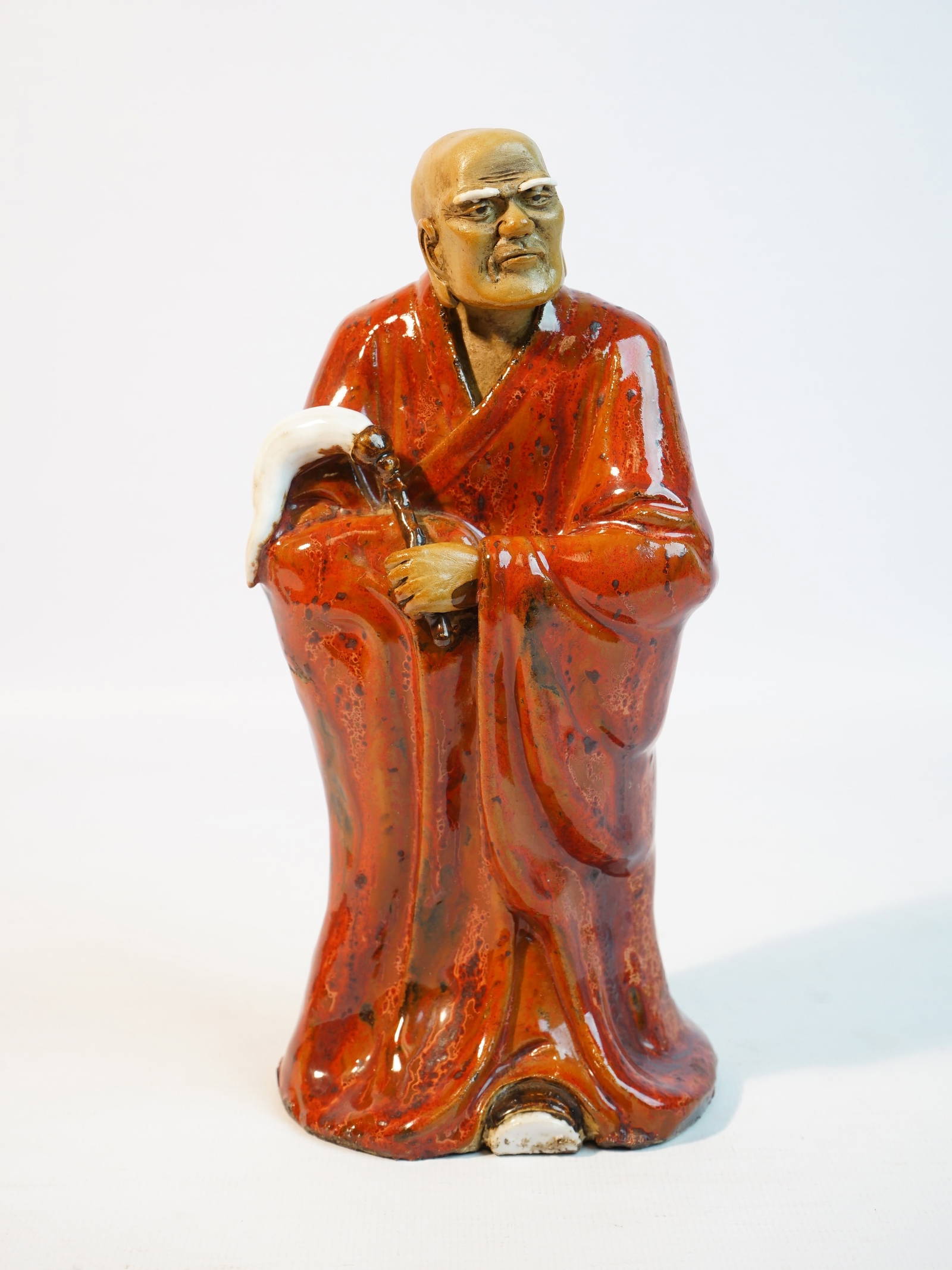 19th Century Chinese Shiwan-glazed Luohan Figure Porcelain Statue ,qing ...