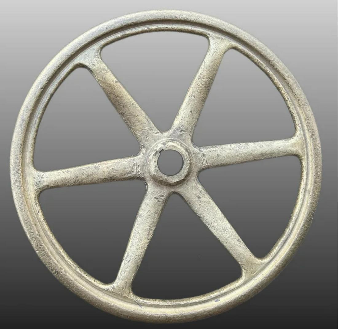 19th Cen. Solid Brass Ship Steering Wheel Repurpose Lucite Coffee Table ...