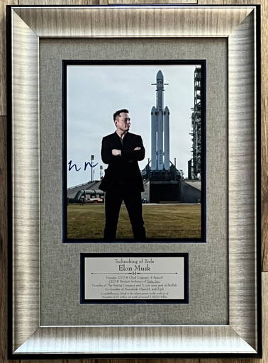 Rare Elon Musk Signed 11x14 Display Jsa Authenticated