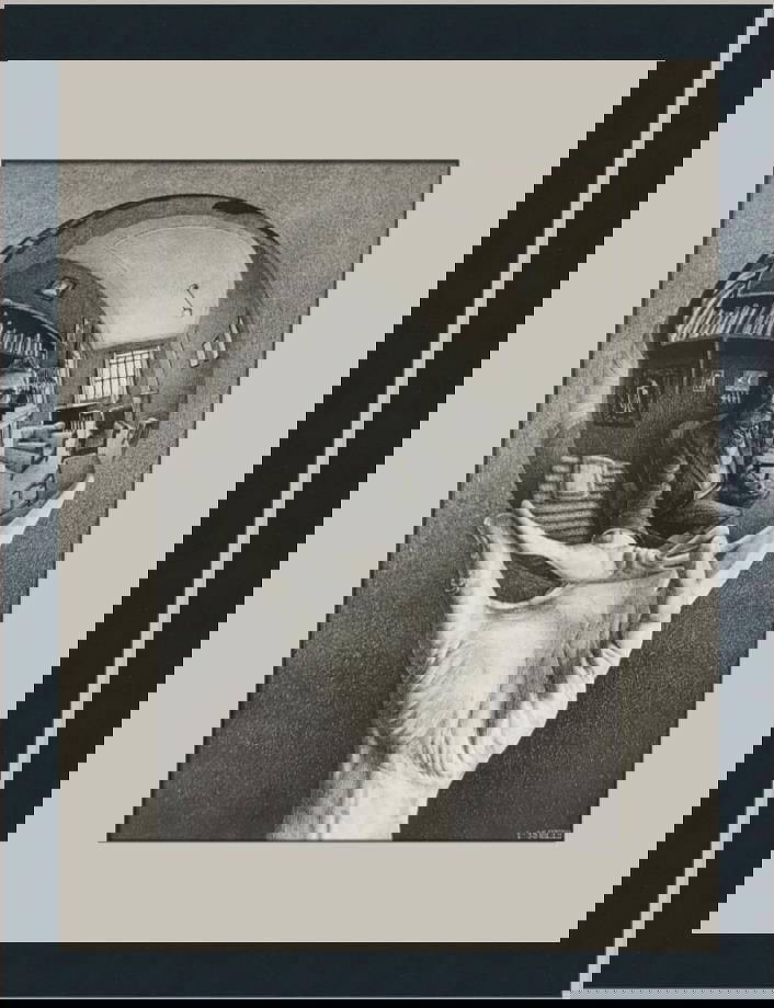 M.c. Escher Self-portrait In Spherical Mirror Custom Framed Print Auction