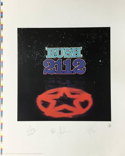 Rush 2112 Record Album Art Lithograph Fascimile Signed By Rush Uncut