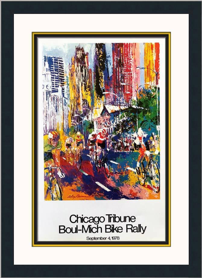 Leroy Neiman Chicago Tribune Boul-mich Bike Rally Poster Custom Framed ...