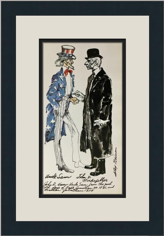 Leroy Neiman Rich Guys Uncle Sam And John D Rockefeller Custom Framed ...