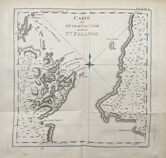 James Cook Map Cook's Strait In New Zealand