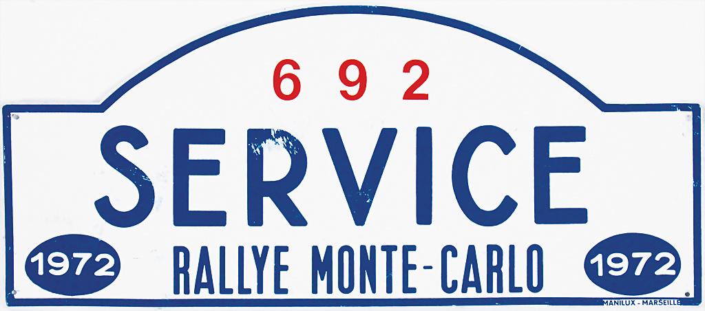 Rally Sign "rallye Monte Carlo 1972", Service German