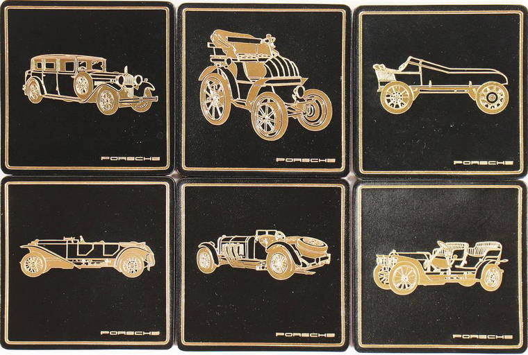 Porsche 6 Original Coasters '70s, Each 9x9cm, As Good