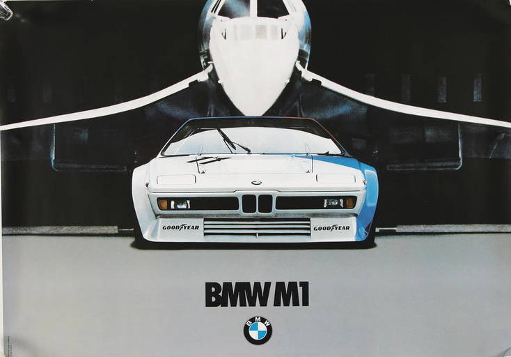 Bmw Advertisement Poster Bmw M1 With Concorde, 84x60cm,