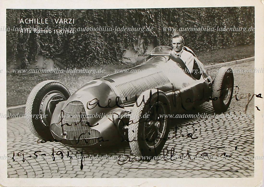 Alfa Romeo Handsigned Photo Postcard With Dedication By Achille Varzi ...