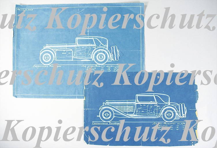 Bugatti 2 Original Blueprints, Carrosserie Van Vo