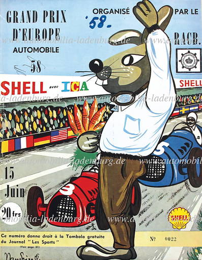 1958, Race Programme Grand Prix D´europe Automobile June 15, 1958, 36 ...