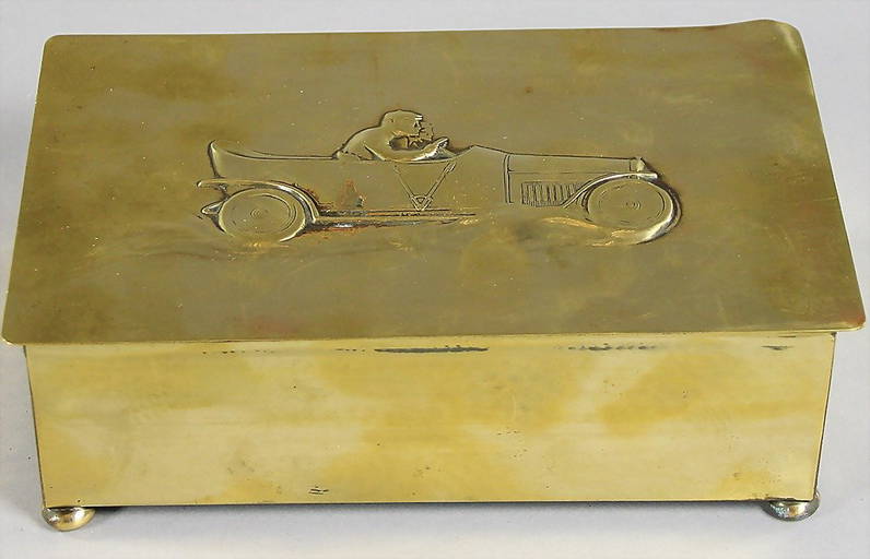 Brass Casket With Work In Automobile, Racing Car,
