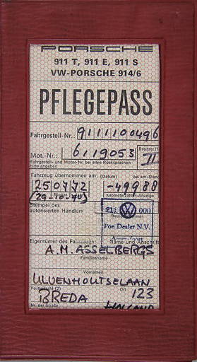 Porsche Service Pass Porsche 911 T/e/s, And Vw Porsche
