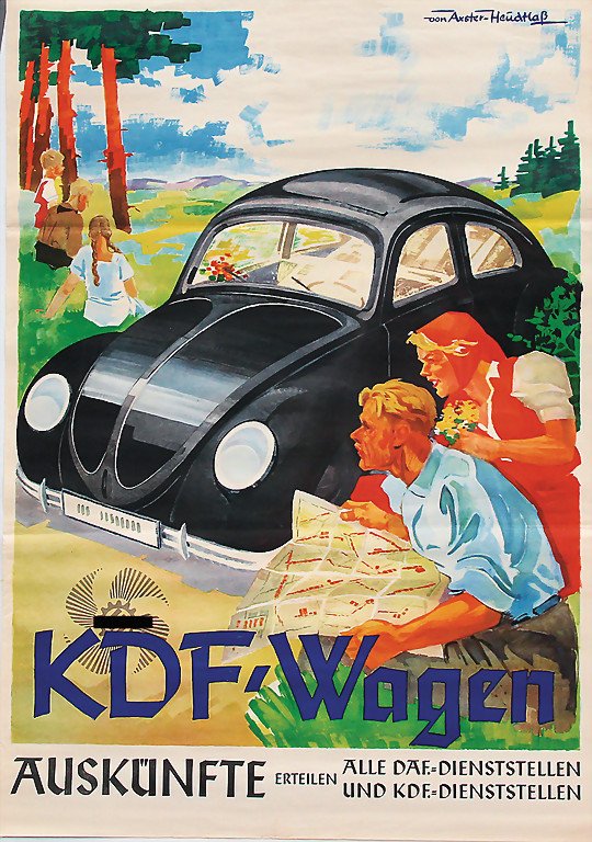 KDF-WAGEN Germany around 1938, advertisement poster