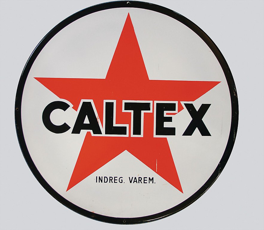 enamel sign CALTEX '50s, stencilled, with a diameter of