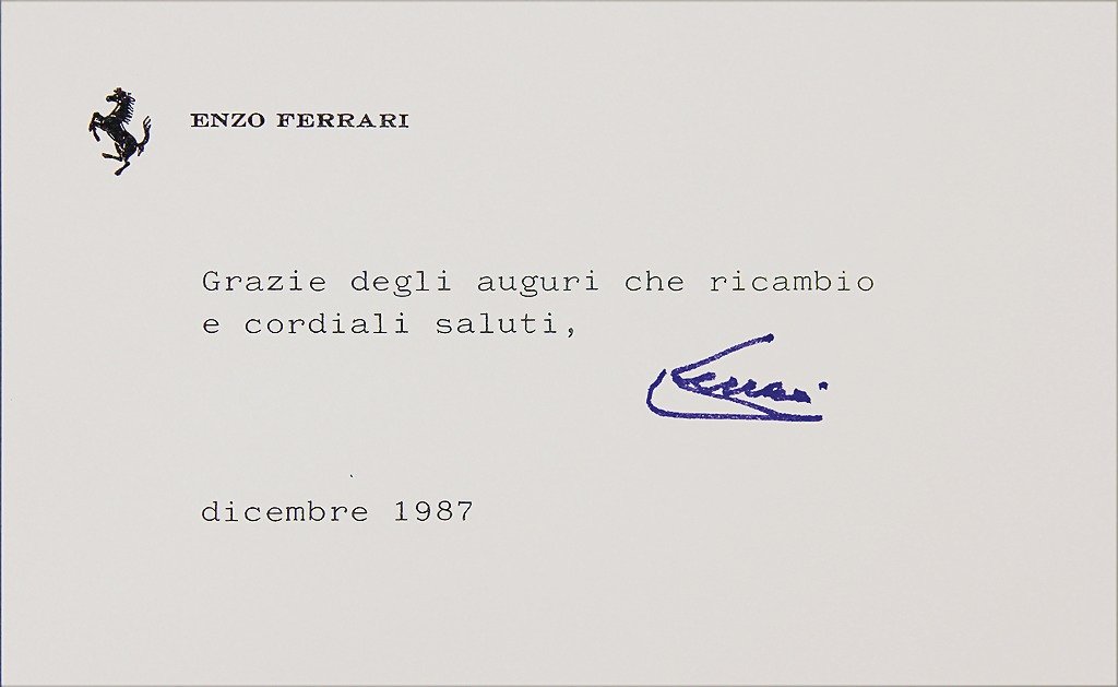 Ferrari Original Handwritten Signature Enzo Ferrari
