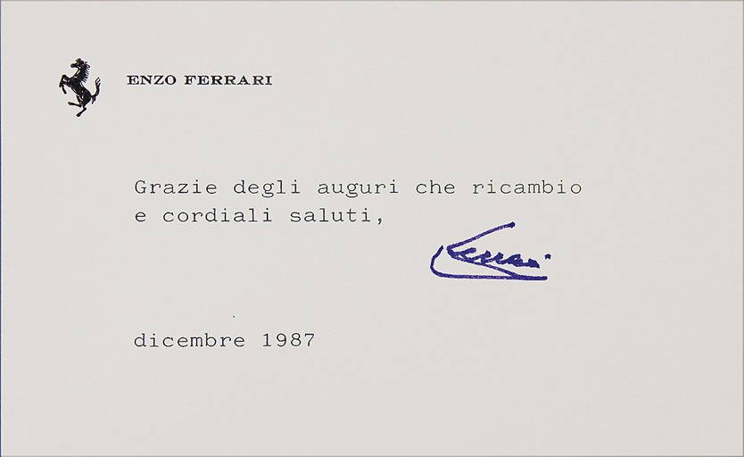 Ferrari Original Handwritten Signature Enzo Ferrari