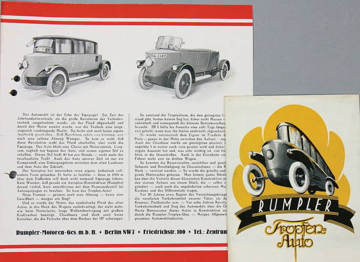 Rumpler 1924, Rumpler Drop Car, 16 Pages, With One Page