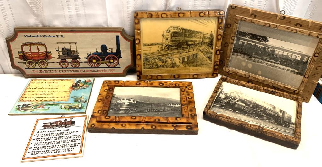 Vtg Framed Train Photos & Plaques