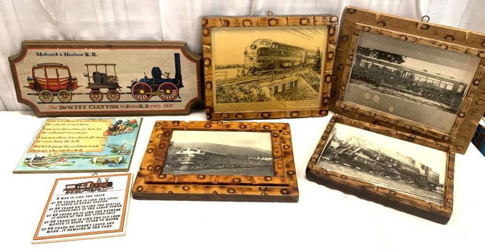 Vtg Framed Train Photos & Plaques