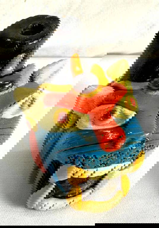 Aztec Jeweled Jaguar Warrior Death Whistle Flute Auction