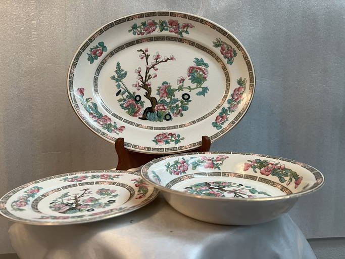 Morley Ware Indian Tree Dinner Set,1 Dinner Plate, 1 Bread Plate 1 Soup ...