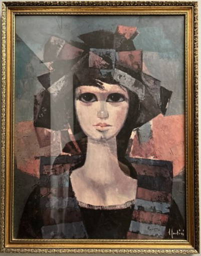 1970s "portrait Of A Women" Expressionist Style Figurative Framed Under ...